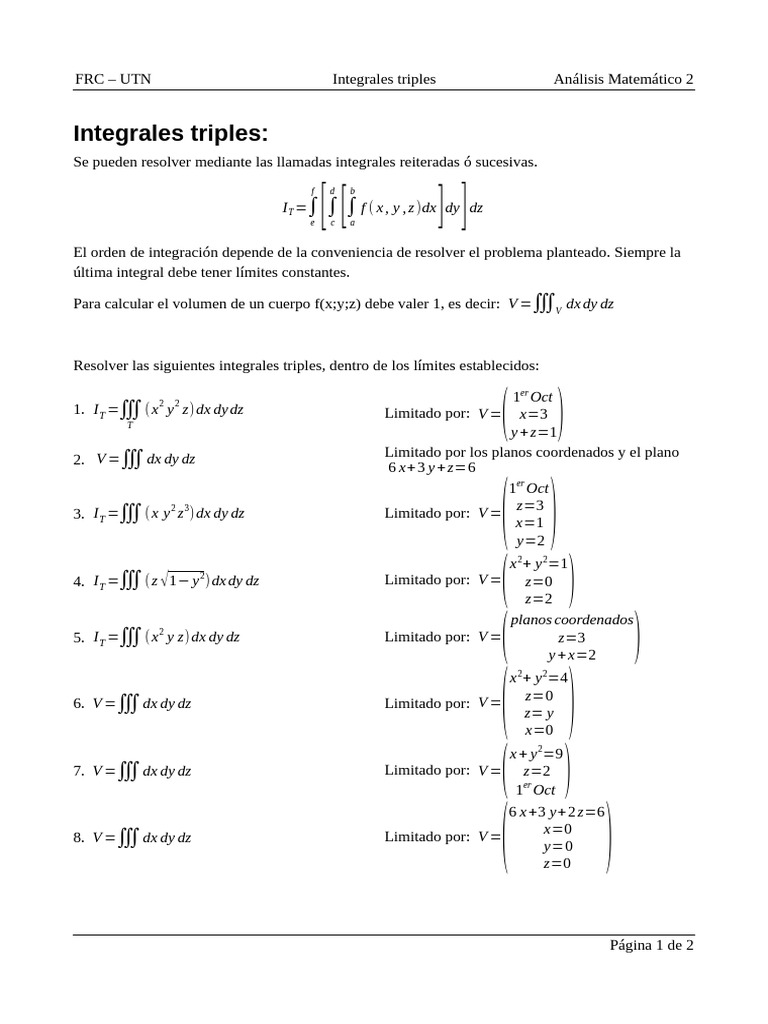 12 - Integrales Triples | PDF | Integral | Relaciones matematicas