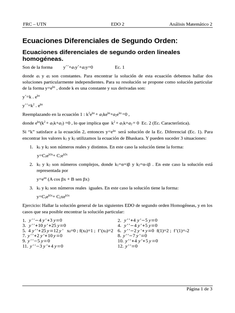 15 - Ecuaciones Diferenciales de Segundo Orden | PDF | Ecuaciones | Ecuaciones diferenciales