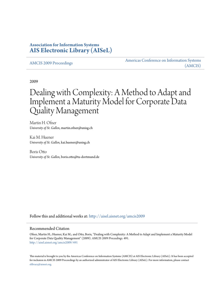 Dealing With Complexity - A Method To Adapt and Implement A Maturi ...
