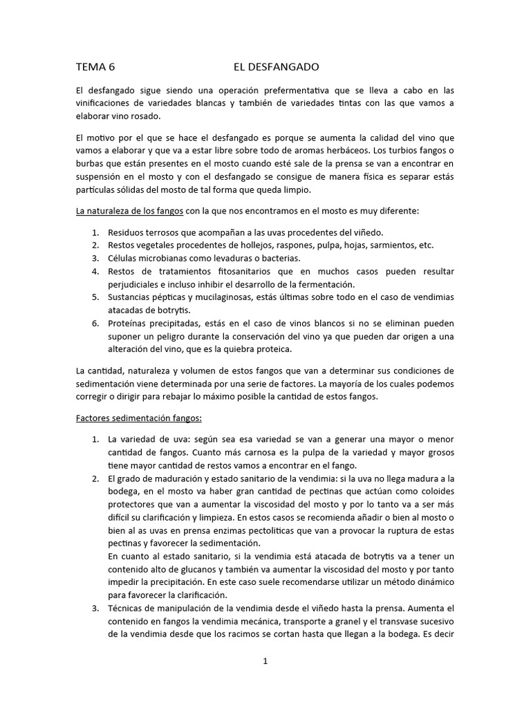 Proceso de Desfangado del Vino | PDF | Vino | Fermentación