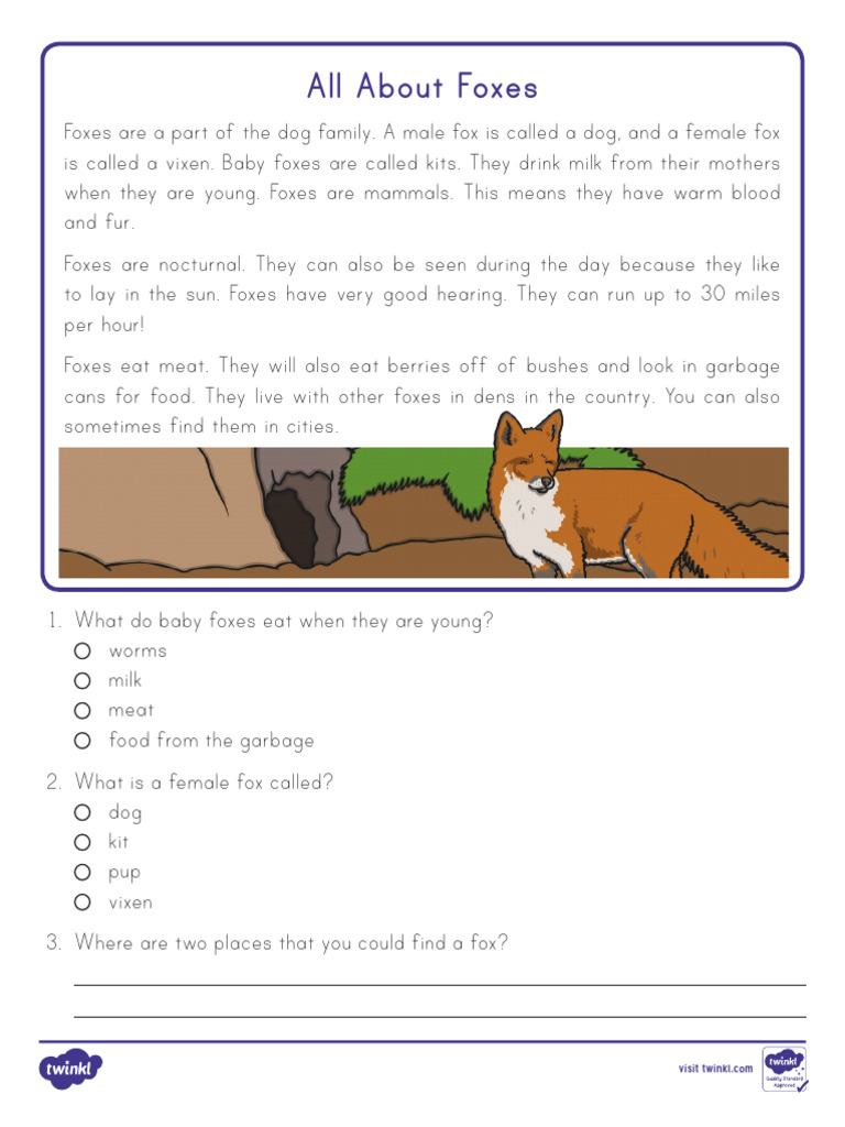 Fox Facts: Diet, Habitat, and More | PDF