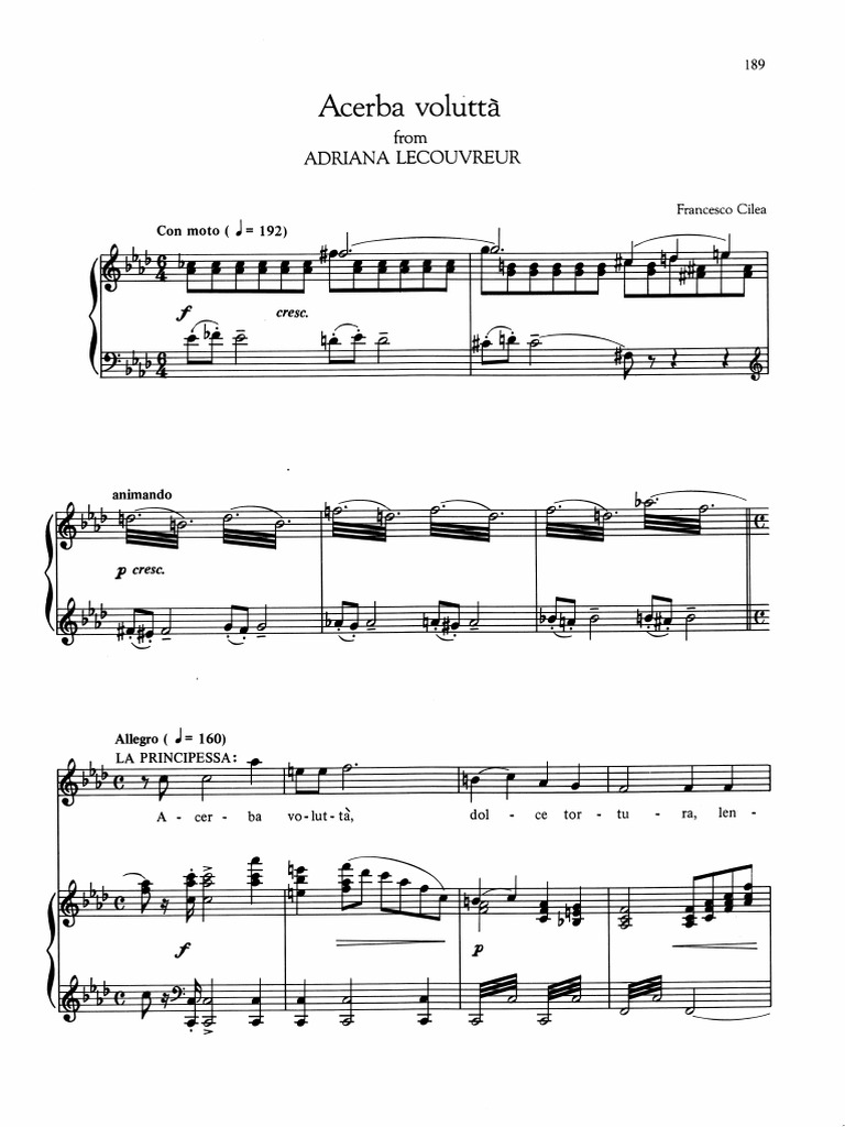 Acerba Voluttà (Adriana Lecouvreur) | PDF