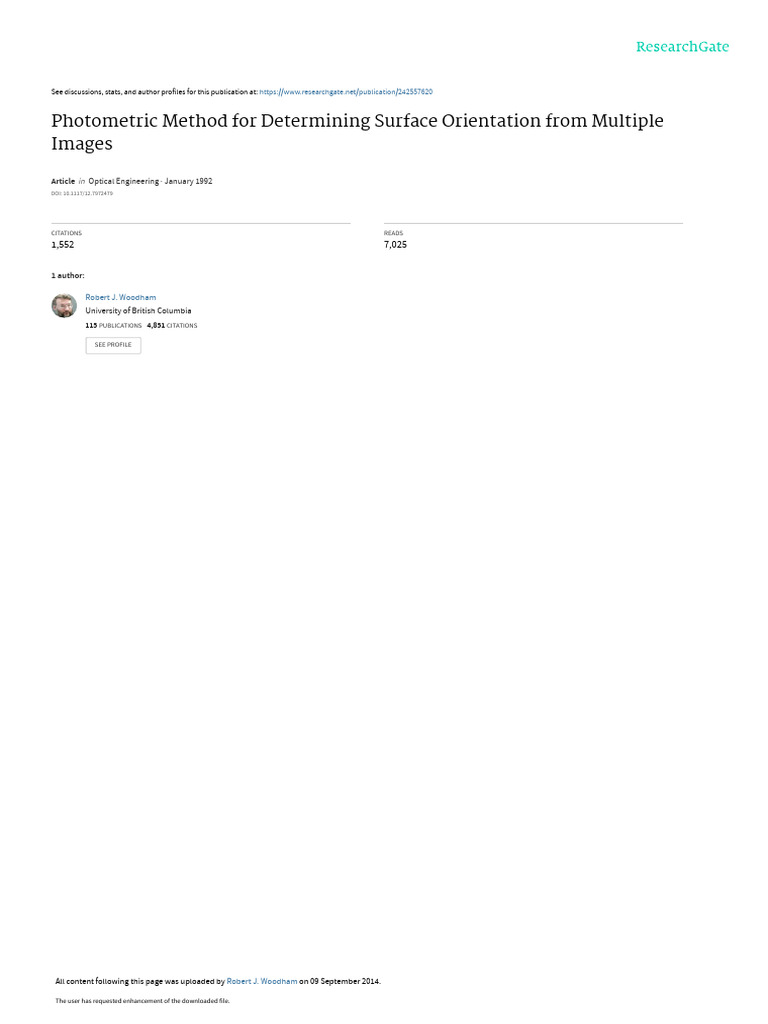 Photometric Method For Determining Surface Orienta | PDF | Technology ...