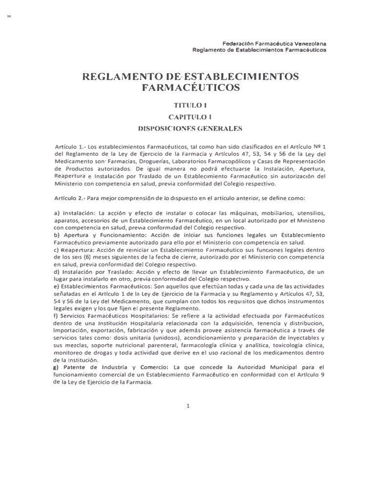 Reglamentos de Establecimientos Farmaceuticos | PDF | Farmacia | Farmacéutico