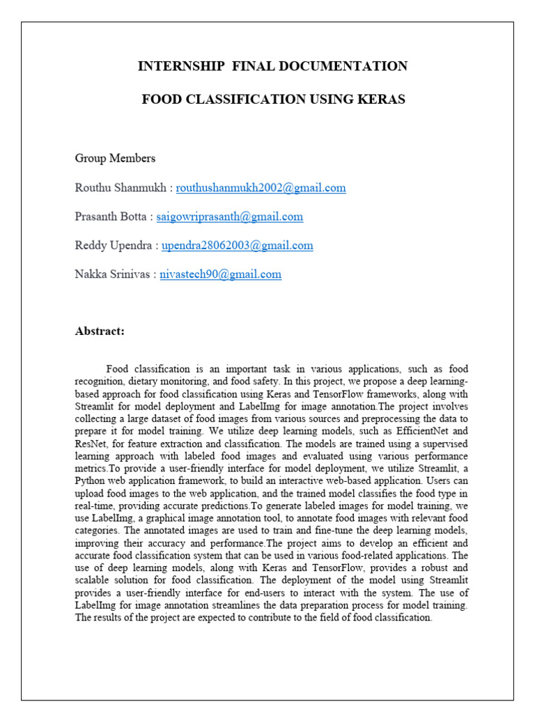 Food Classification with Keras & TensorFlow | PDF | Sensitivity And Specificity | Deep Learning