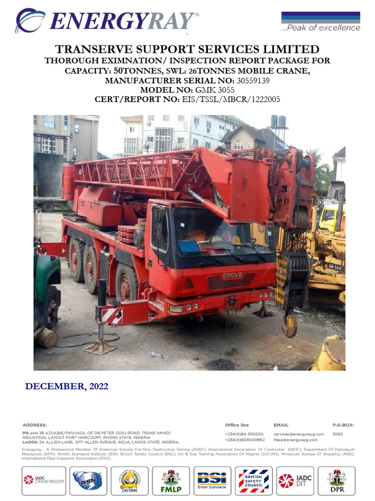 Mobile Crane Inspection Report 2022 | PDF | Technology & Engineering