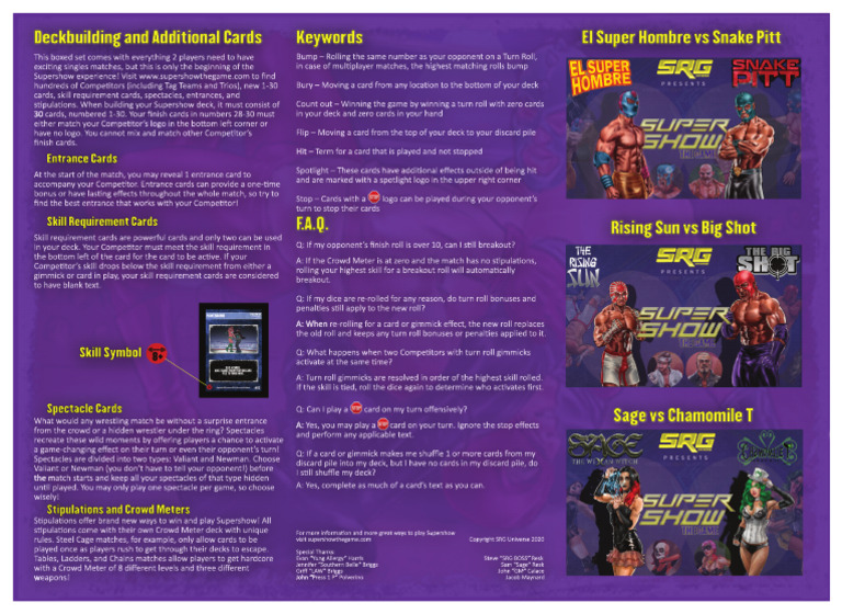 Supershow The Game Rules PG 2 | PDF