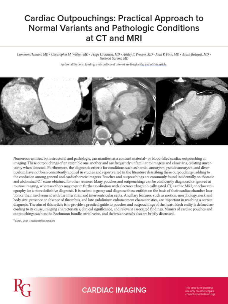 Rsna Mai 2023 Cardiac Outpouching | PDF