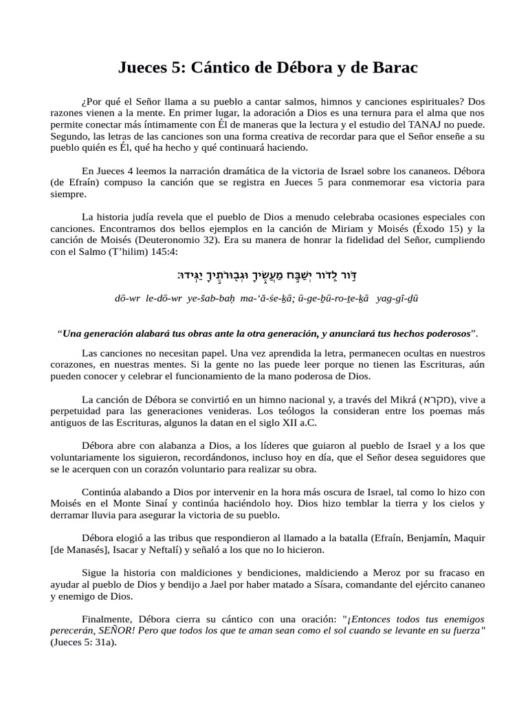 Cántico de Débora y Barac | PDF | Salmos | Moisés
