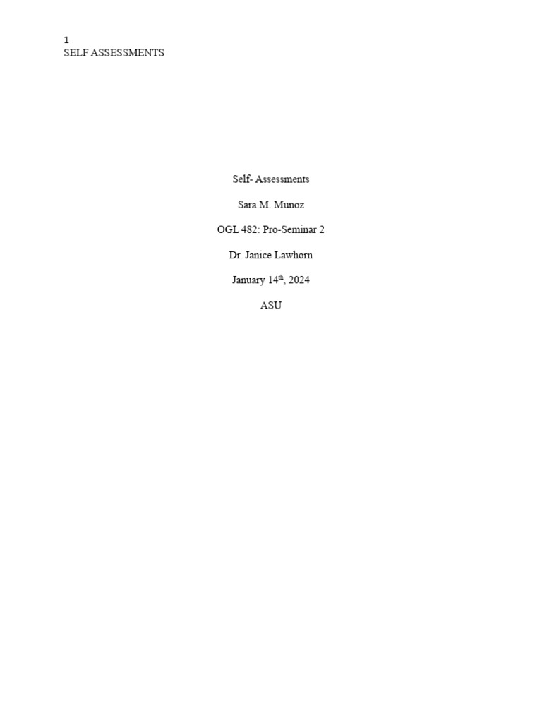 Ogl 482 Self-Assessments | PDF | Learning Styles | Cognitive Science