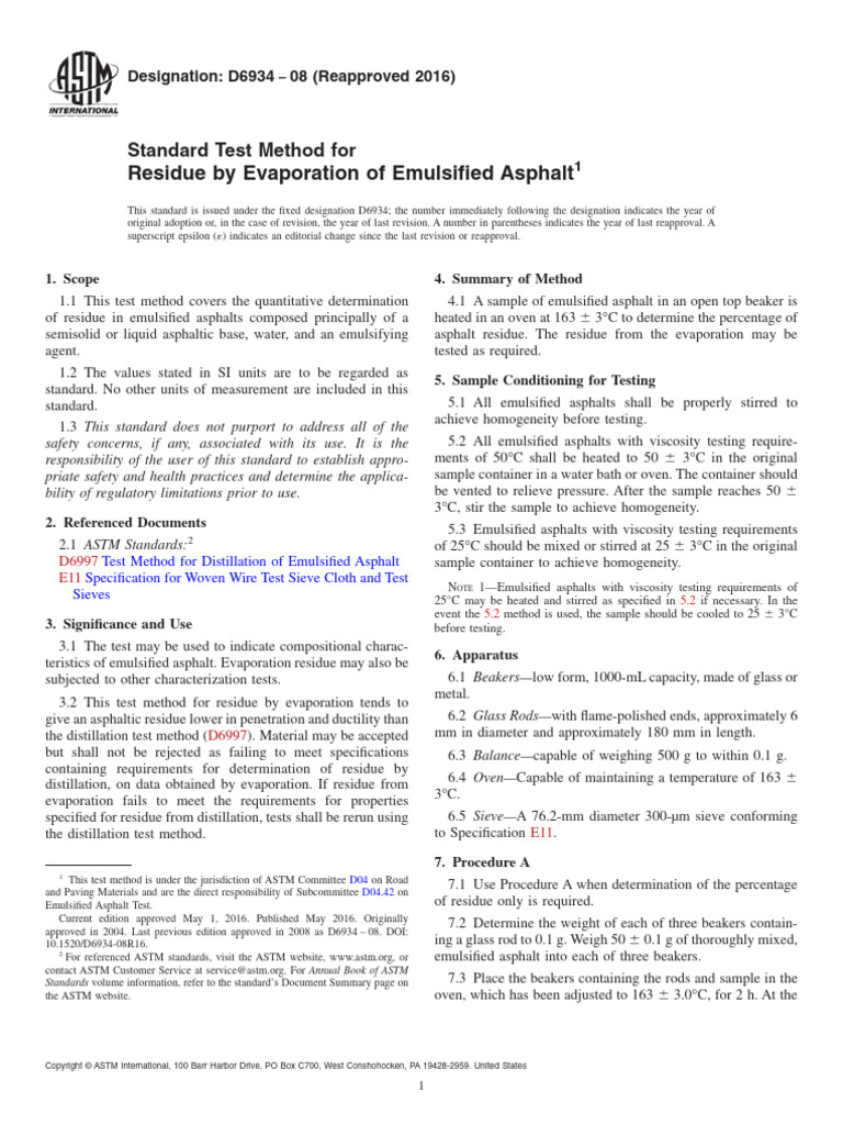 D6934-08 (Reapproved 2016) | PDF | Distillation | Glasses