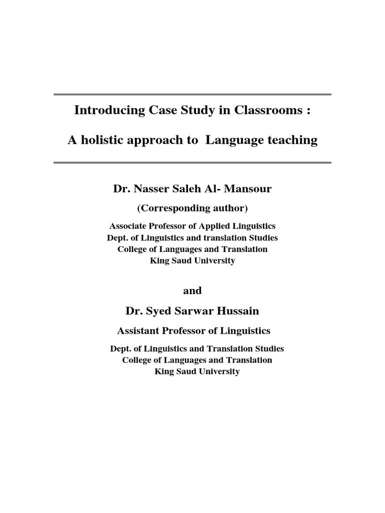 Using Case Study | PDF | Language Education | Learning