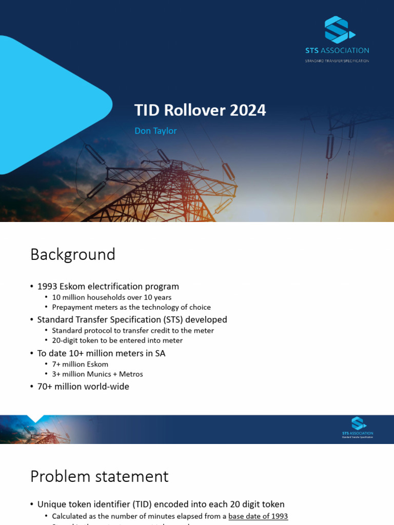 TID 2024 Rollover - Don Taylor - STSA Evolution of STS Into Smart Metering - Riccardo Pucci ...