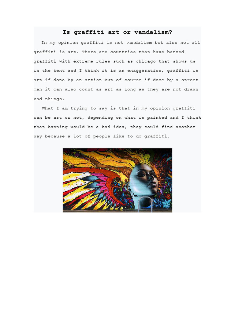 Graffiti: Art or Vandalism Debate | PDF