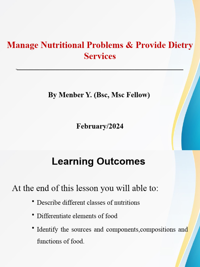 Nutritional Management and Dietary Services | PDF | Nutrients | Dehydration