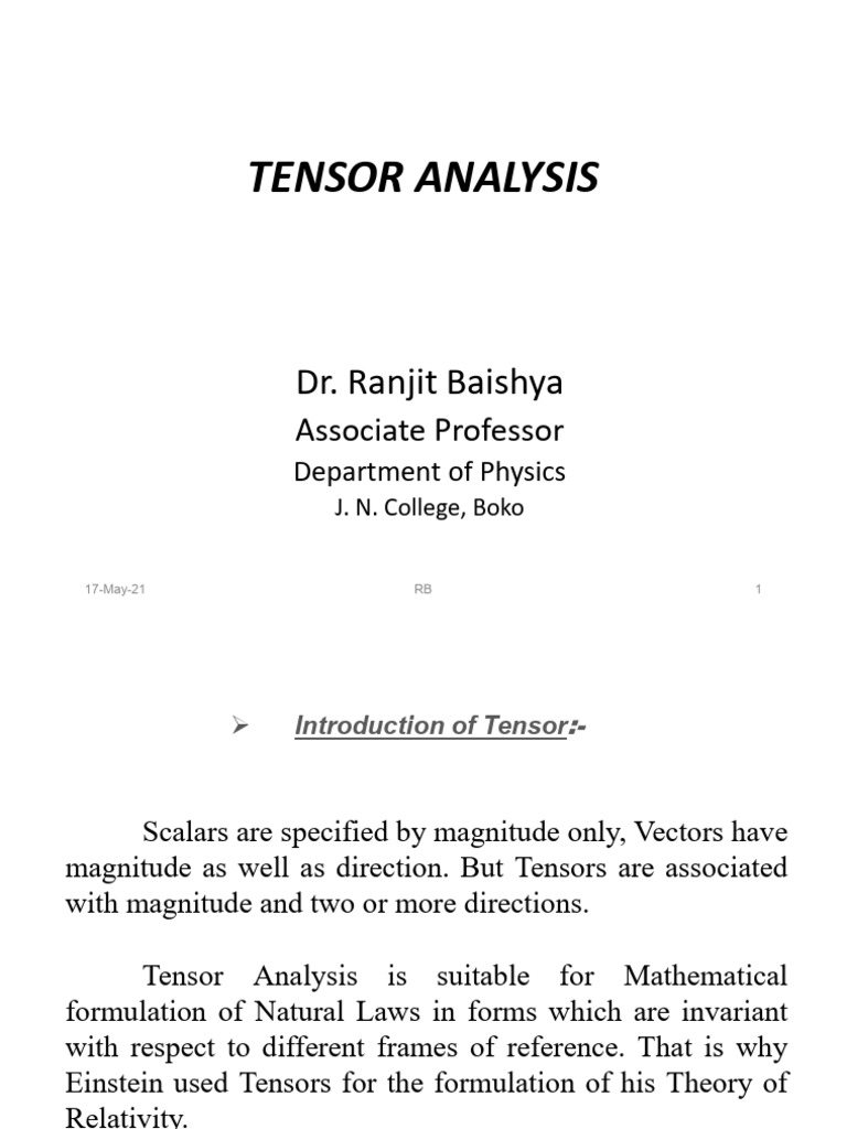 Tensor Analysis | PDF