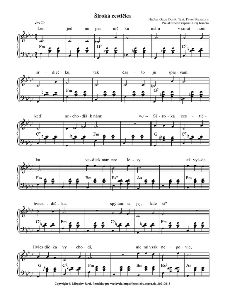 Siroka Cesticka Akordeon | PDF