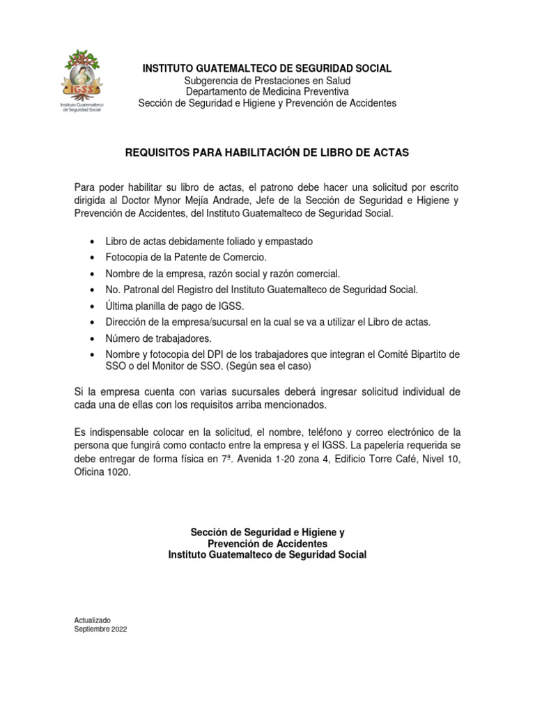 Requisitos Habilitación de Libro de Actas | PDF