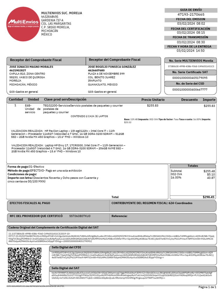 Envíos - 20240217 - 180743 - 0000 | PDF | Microcomputadoras | Clases de computadoras