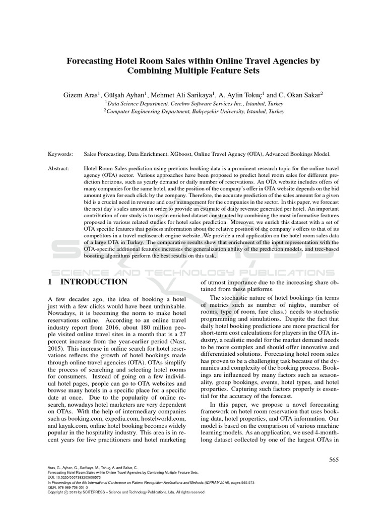Forecasting Hotel Room Sales Within Onli | PDF | Forecasting | Applied Mathematics