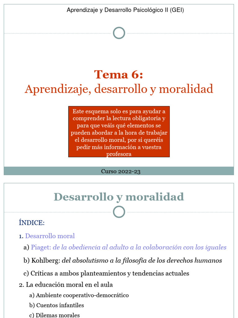 Tema 6 Moral Ap. y Des. II E. I 23-24 para Moodle | Descargar gratis PDF | Moralidad | Autonomía