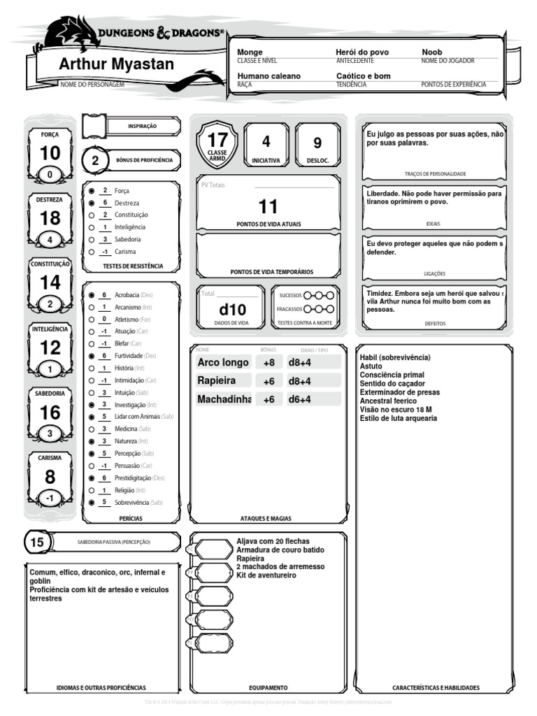 DD 5e Ficha de Personagem Automatica Biblioteca Elfica - 3 - 2 - 2 | PDF