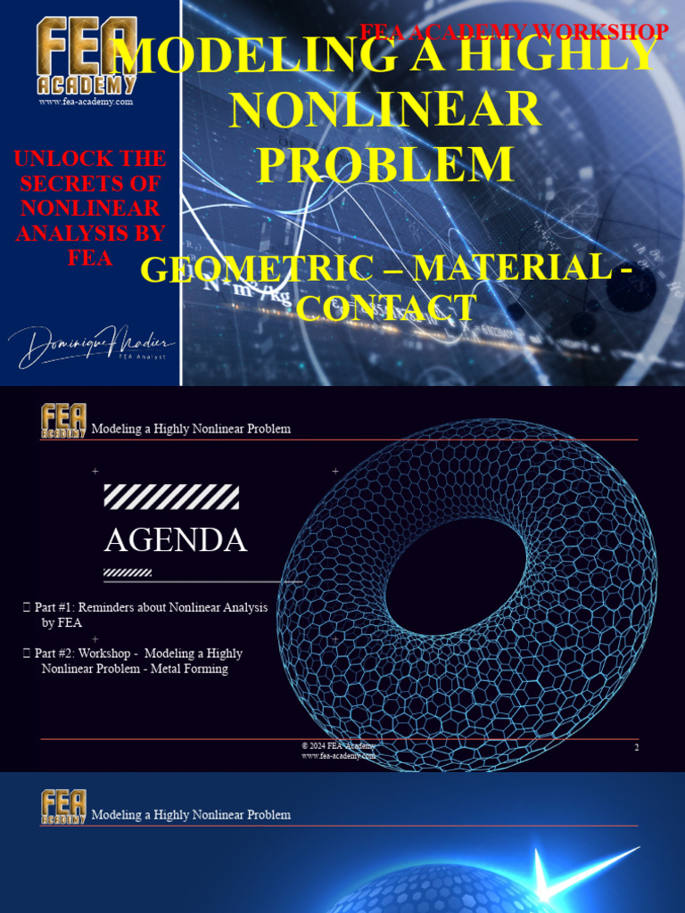 FEA Academy Workshop - Modeling A Highly Nonlinear Problem | PDF | Finite Element Method | Friction