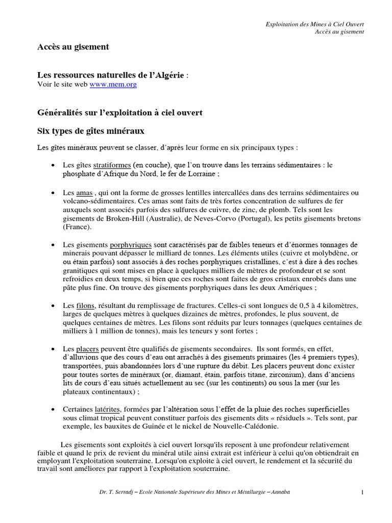 Chapitre 5a - Accès Au Gisement | PDF