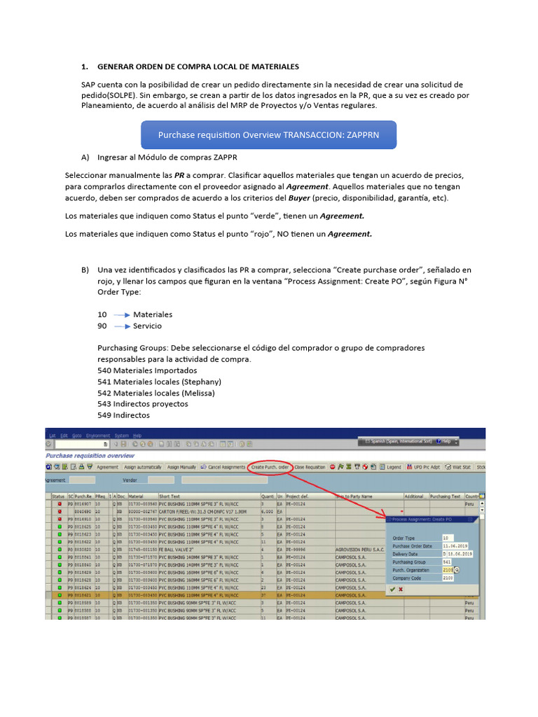 Generar Orden de Compra Local de Materiales | PDF