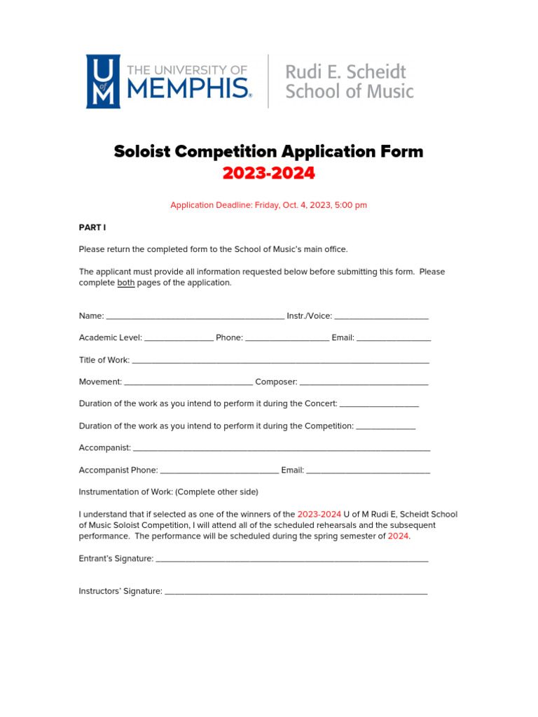 Soloist Competition Application 23-24 | PDF | Orchestras | Saxophone