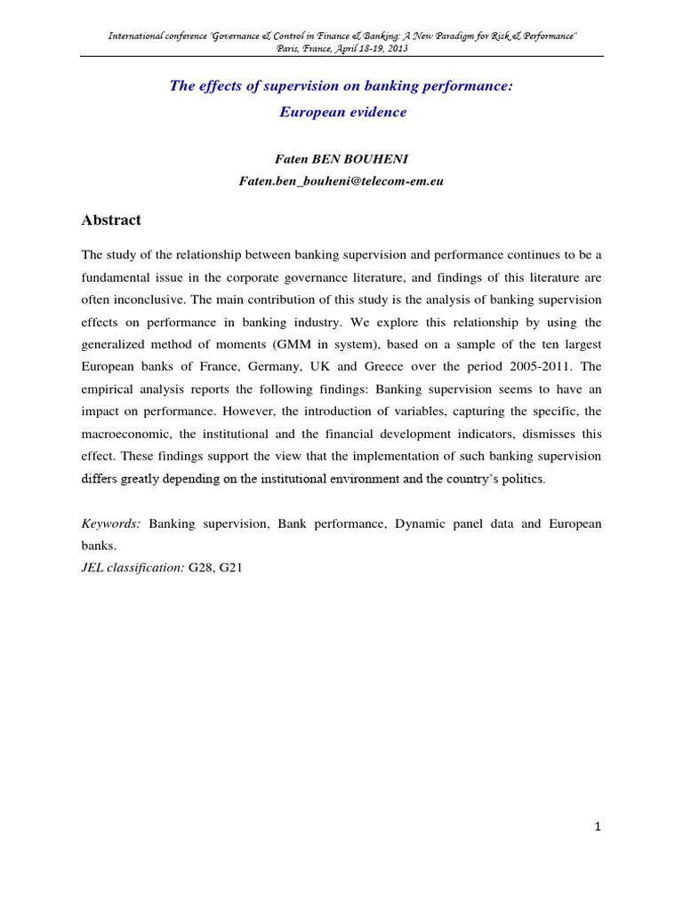 Faten Ben Bouheni Paper | PDF | Banks | Inflation