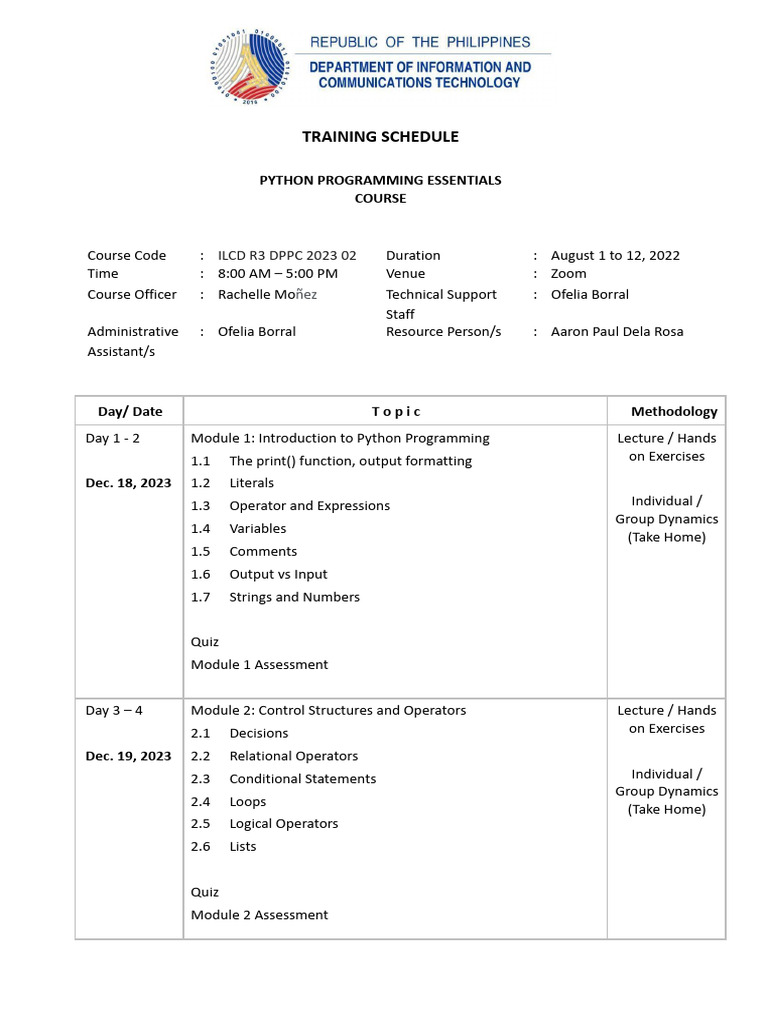 Training Schedule Python Programming | Download Free PDF | Scope ... Training Schedule Python Programming | Download Free PDF | Scope ...