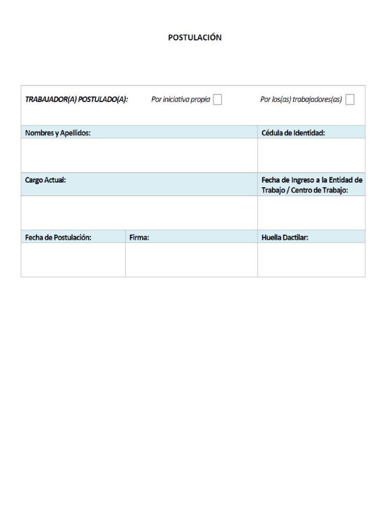 Planilla de Postulación | PDF