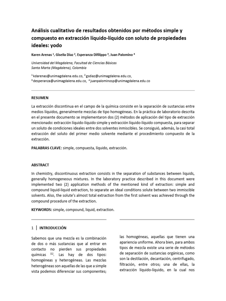 INFORME 2 - Liq-Liq | PDF | Solvente | Química
