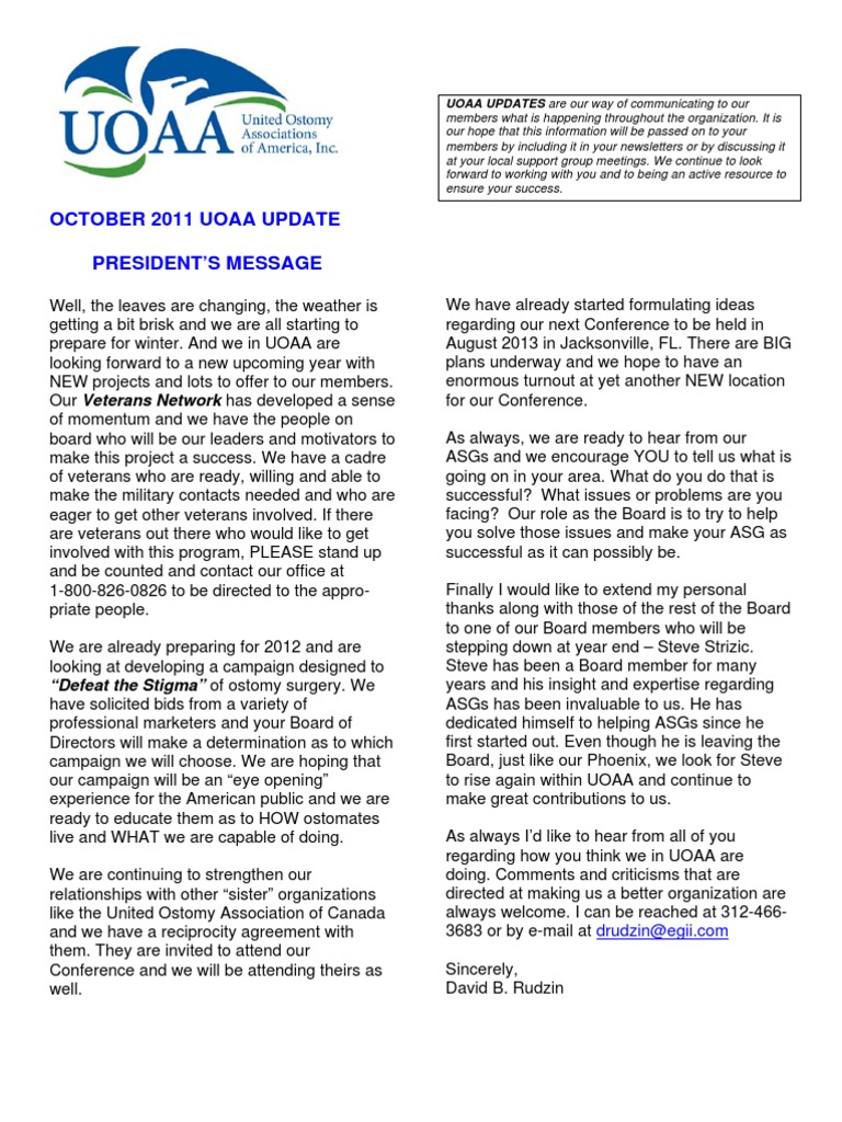 UOAA Update - October 2011 | PDF | Support Group | Wellness