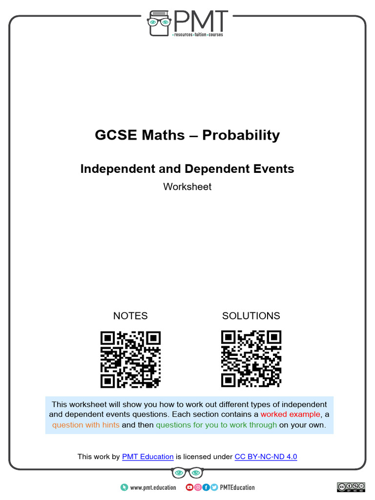 G. Independent and Dependent Events | PDF | Probability | Mathematics