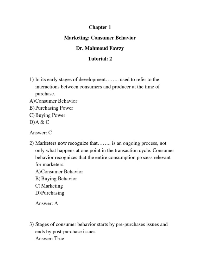 CB Tutorial 2 - Lec 2 | PDF | Consumer Behaviour | Behavior