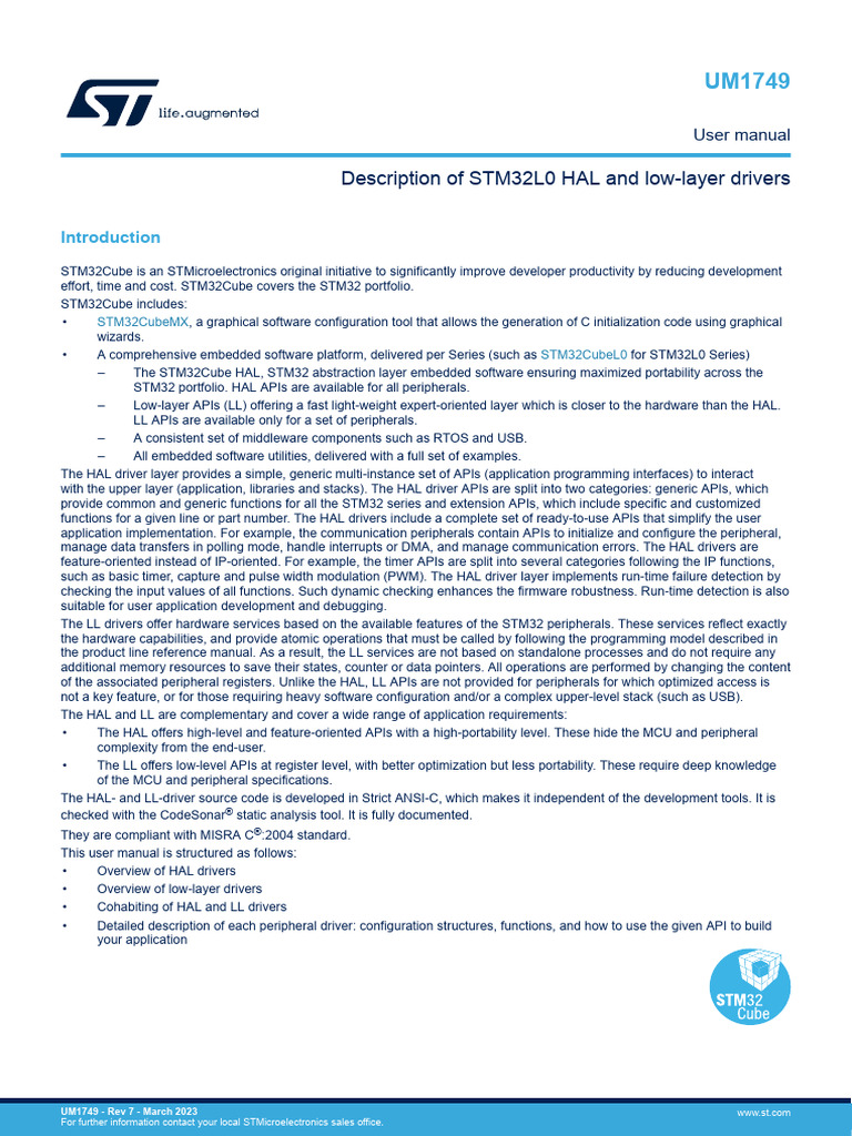 Um1749 Description of stm32l0 Hal and Lowlayer Drivers Stmicroelectronics | PDF ...