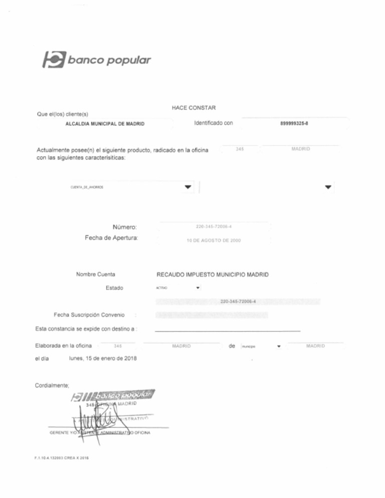 Certificacion Banco Popular | PDF