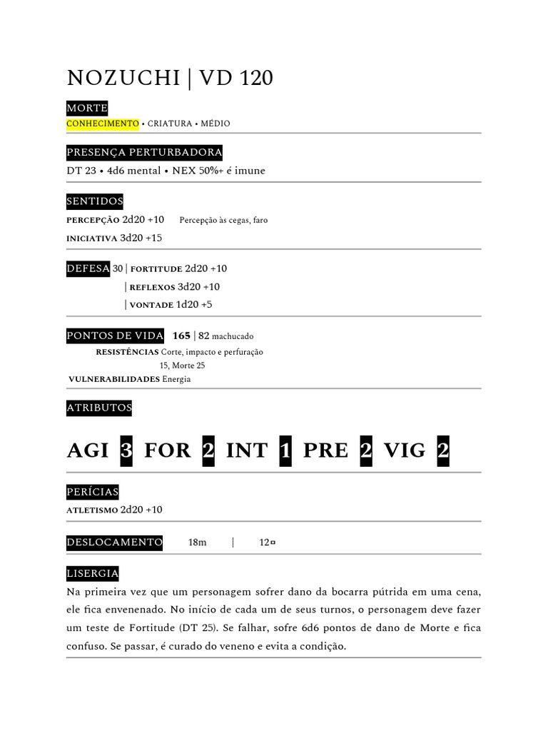 Nozuchi: Criatura e Habilidades | PDF