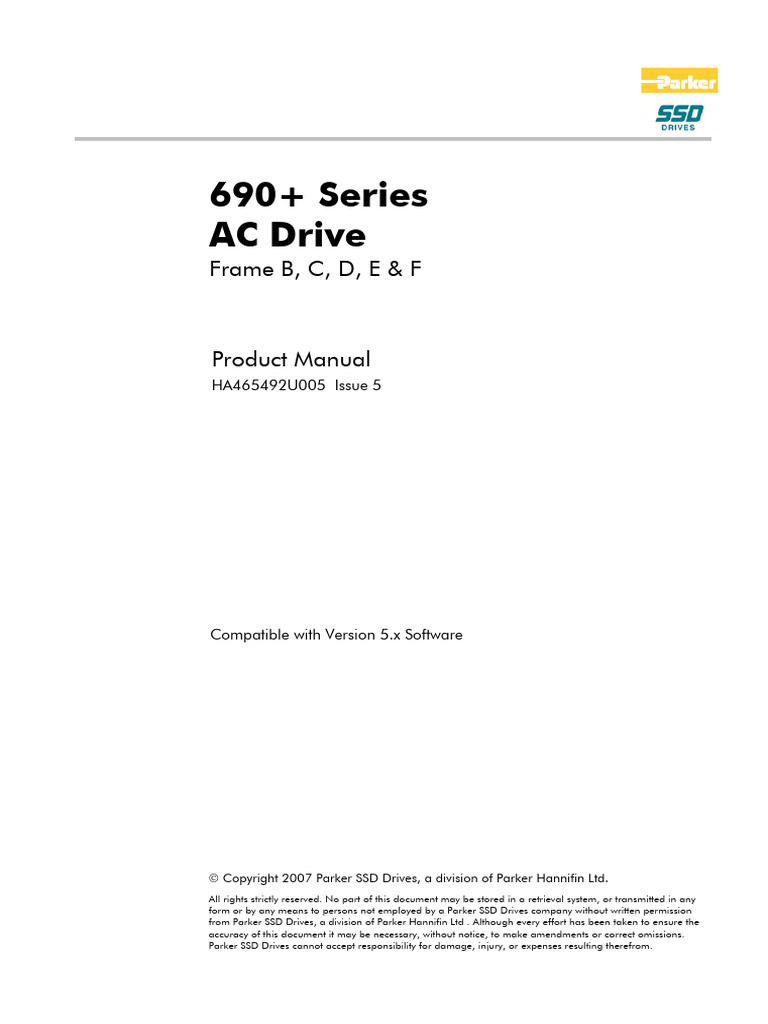 Parker SSD Drives 690PB To PF Installation Manual | PDF | Electric ...