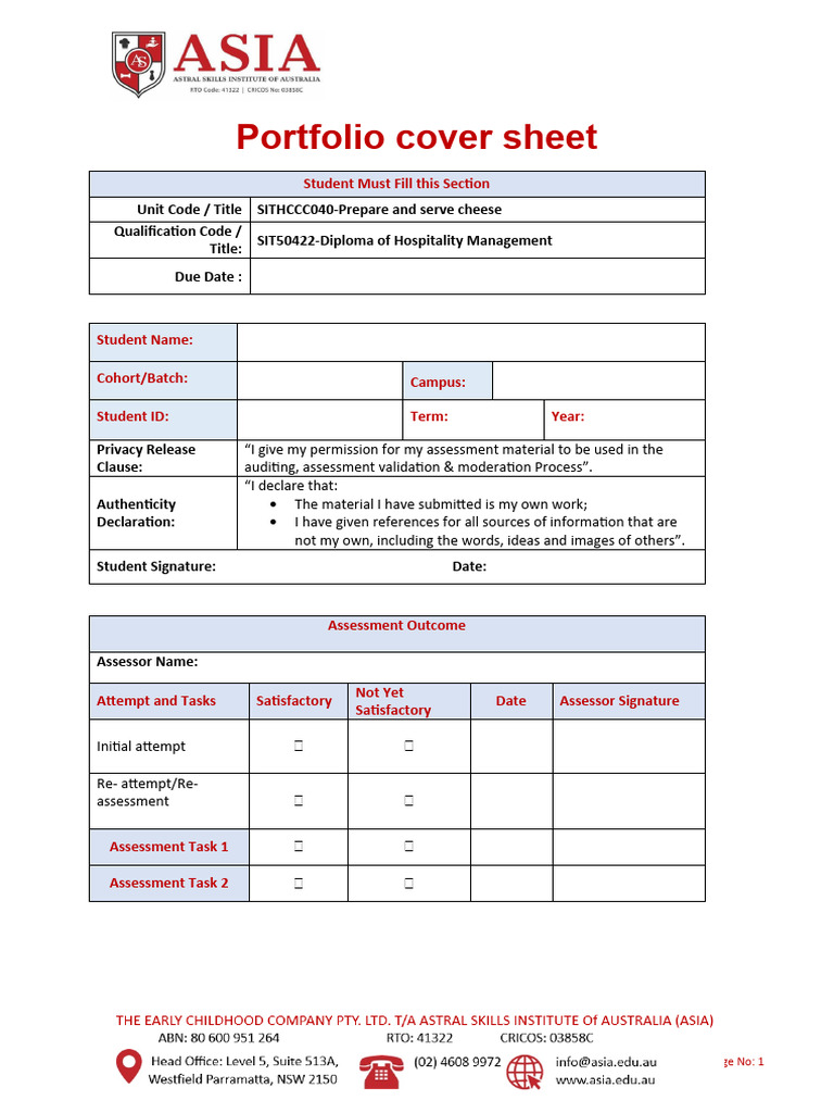 SITXMGT005 Project Portfolio Template | PDF
