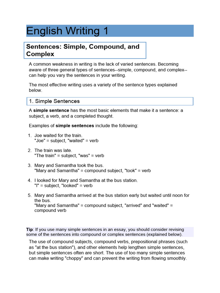English Writing | PDF | Sentence (Linguistics) | Subject (Grammar)