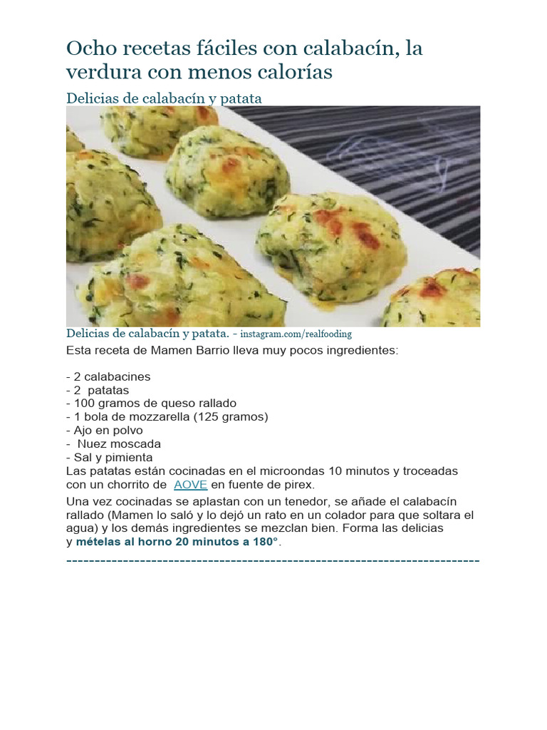Ocho Recetas Fáciles Con Calabacín Pdf Aceite De Oliva Relleno