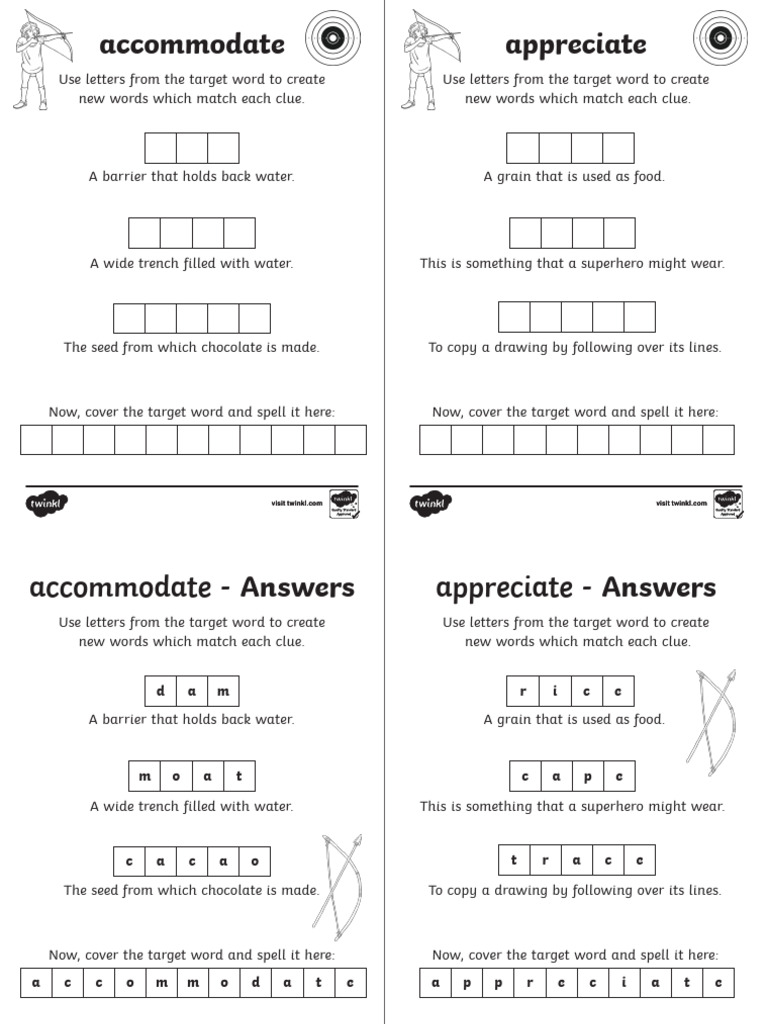 T e 1000 Year 5 and Year 6 Statutory Spelling Target Word Activity ...