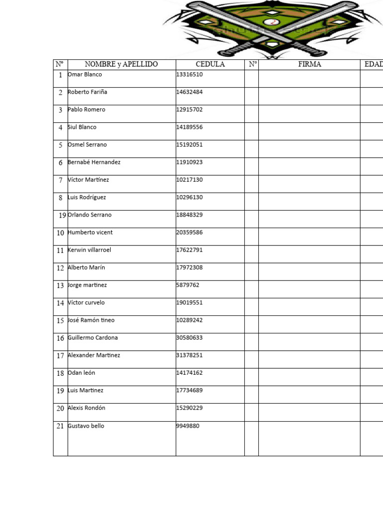 Dokumen.tips Formato de Roster Softball (2) 1 | PDF