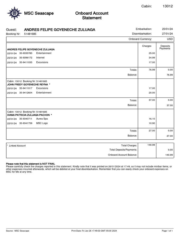 Msc4Me Onboard Account Statement | PDF | Personal Finance | Economies