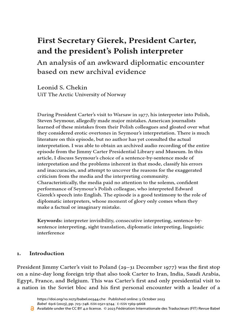 Diplomatic Interpreter's Dilemma | PDF | Language Interpretation ...