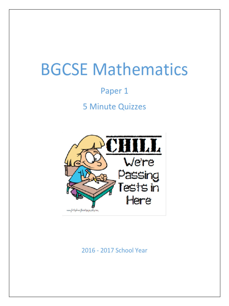 BGCSE Math 5-Minute Quizzes 2016-17 | PDF | Ring Theory | Mathematical ...