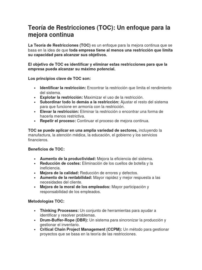 Teoría de Restricciones | PDF